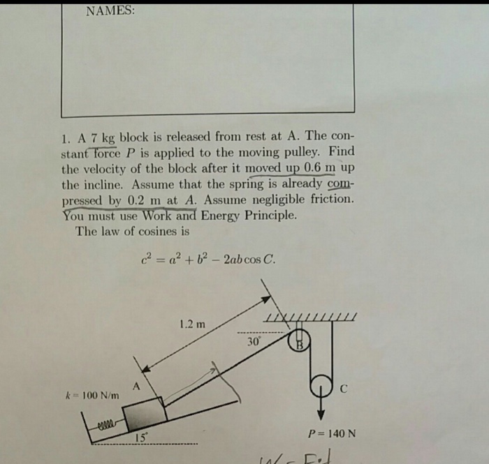 Solved A 7 kg block is released from rest at A. The constant | Chegg.com