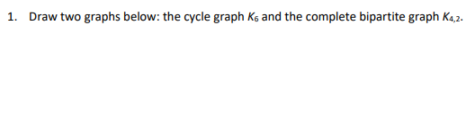 Solved 1. Draw two graphs below: the cycle graph K6 and the | Chegg.com