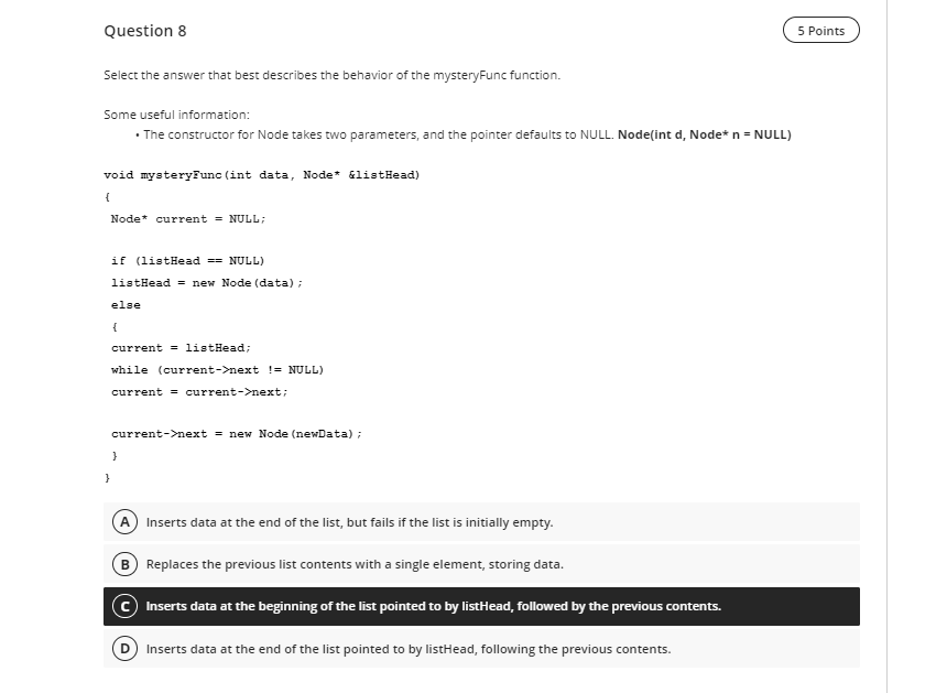 Solved Question 8 5 Points Select the answer that best | Chegg.com