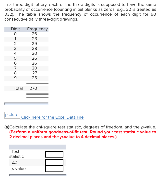 Solved In a three-digit lottery, each of the three digits is | Chegg.com