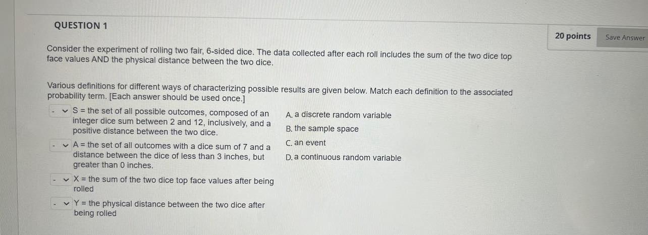 Solved Consider the experiment of rolling two fair, 6-sided | Chegg.com