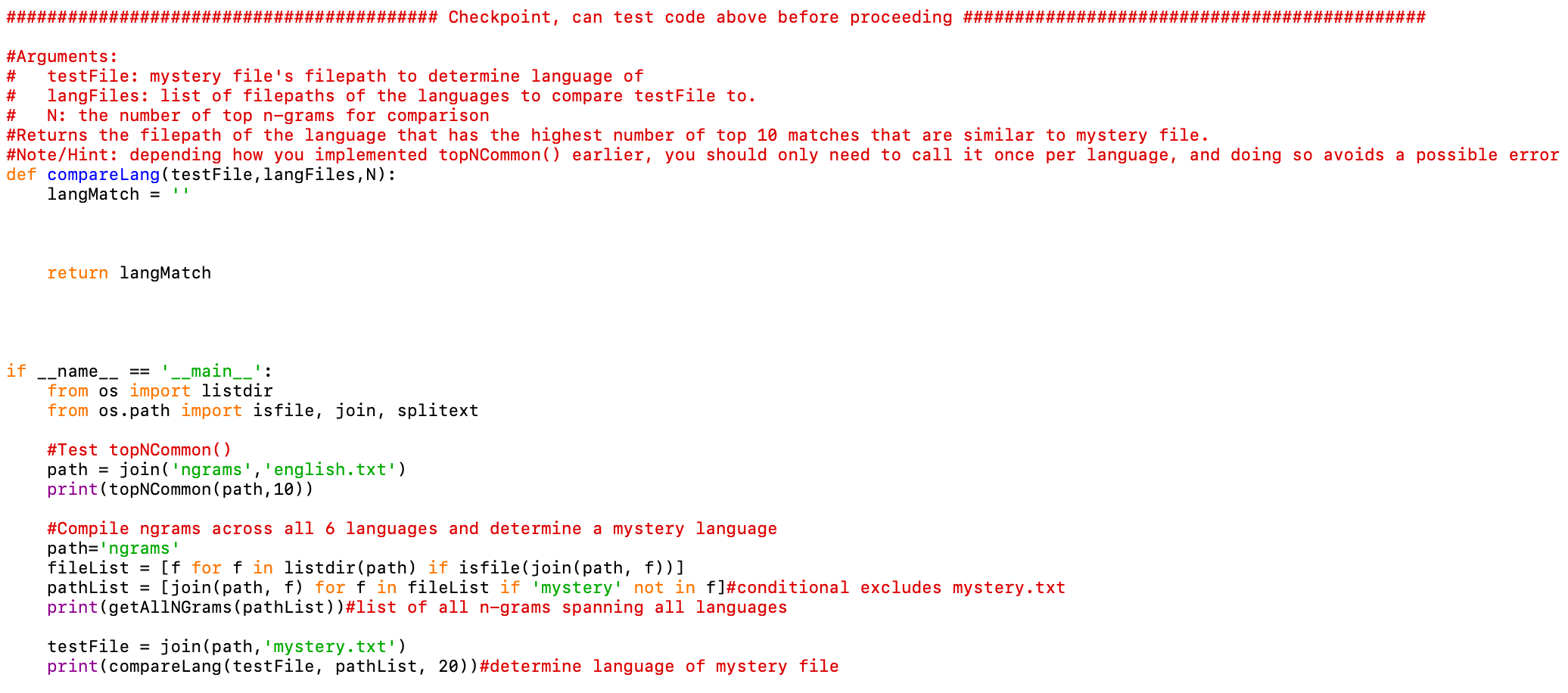Solved # #Arguments: # fileNamesList: a list of filepath | Chegg.com