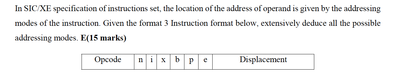 Solved In SIC/XE specification of instructions set, the | Chegg.com