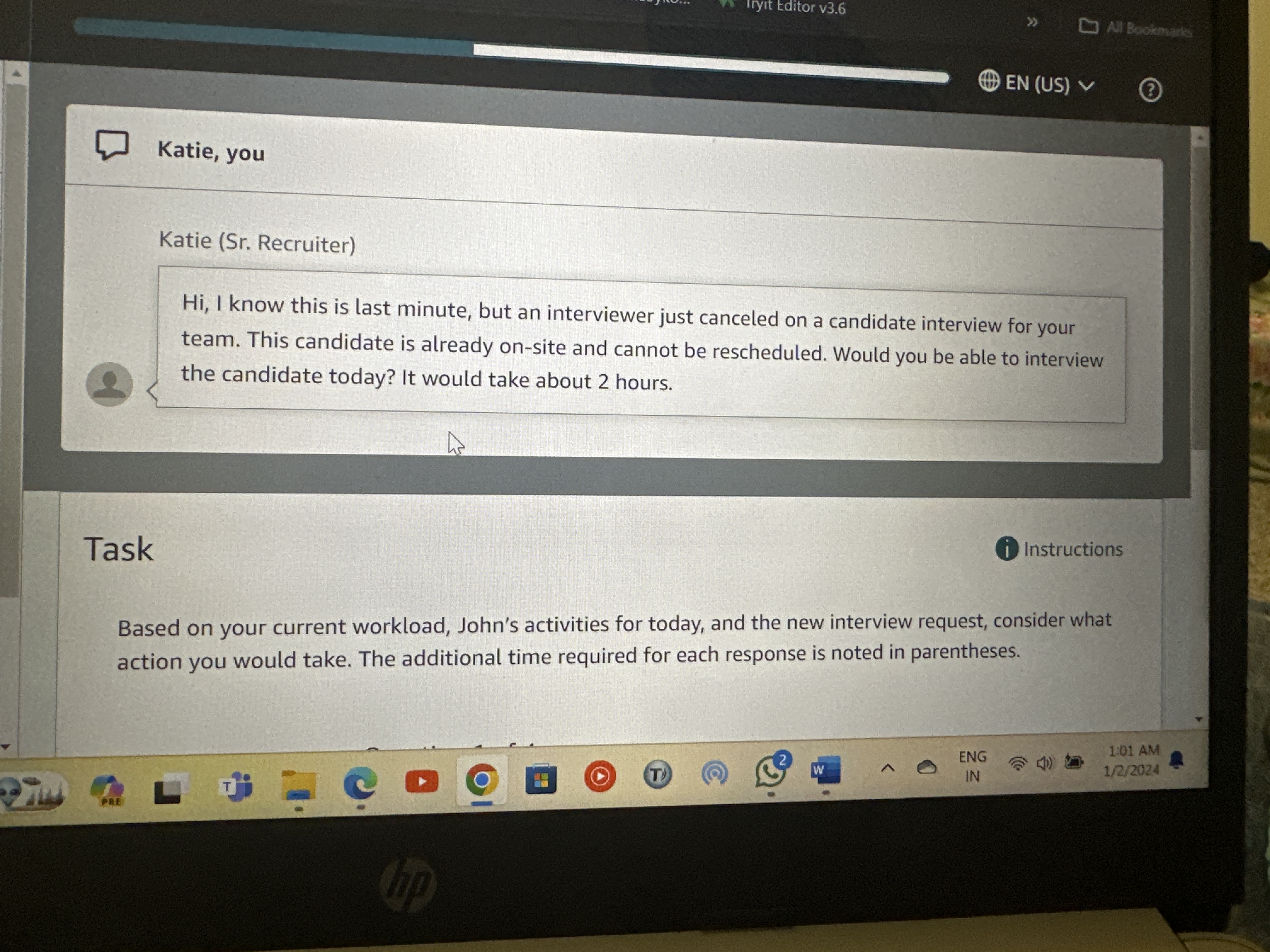 Solved Subject: Help with John's WorkHi,John is out sick | Chegg.com