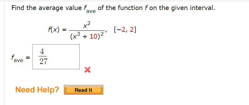 Solved Find the average value fave of the function f on the | Chegg.com