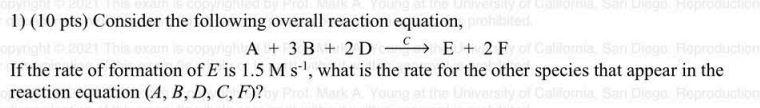 Solved 1) (10 pts) Consider the following overall reaction | Chegg.com
