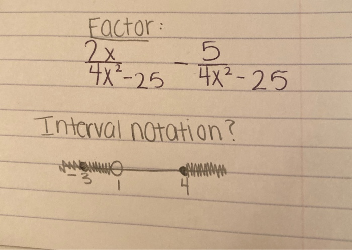 Solved Factor: 7x-25 4x2-25 Interval notation? | Chegg.com