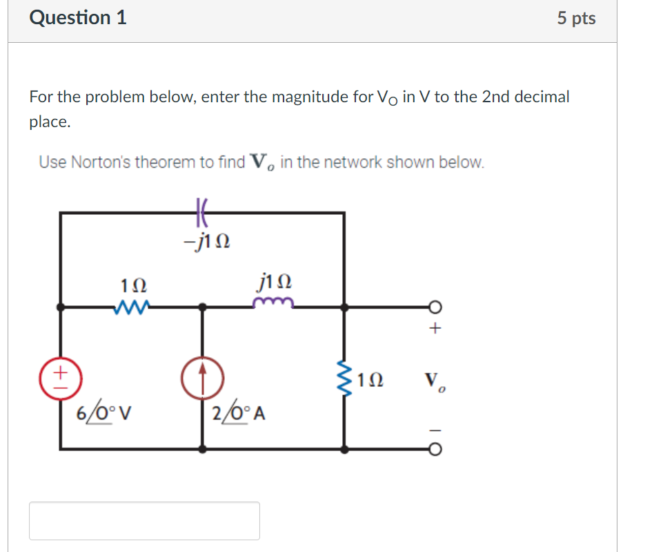 Solved For the problem below, enter the magnitude for VO in | Chegg.com