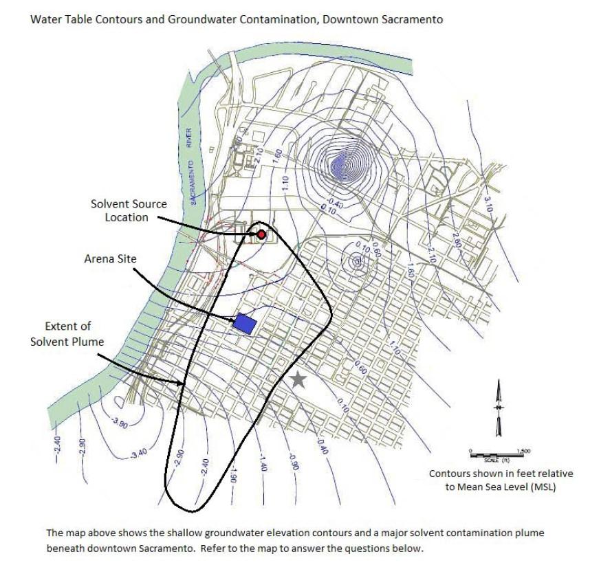Solved Water Table Contours and Groundwater Contamination, | Chegg.com