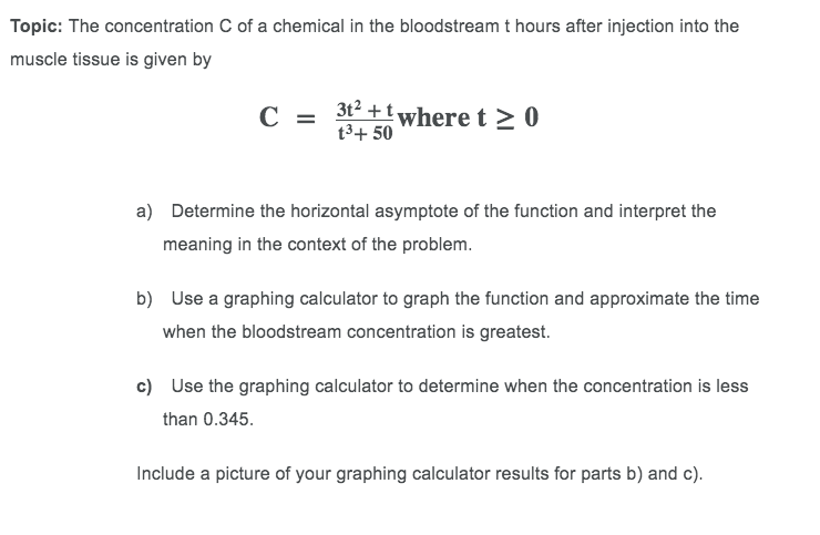Solved Topic: The concentration C of a chemical in the | Chegg.com