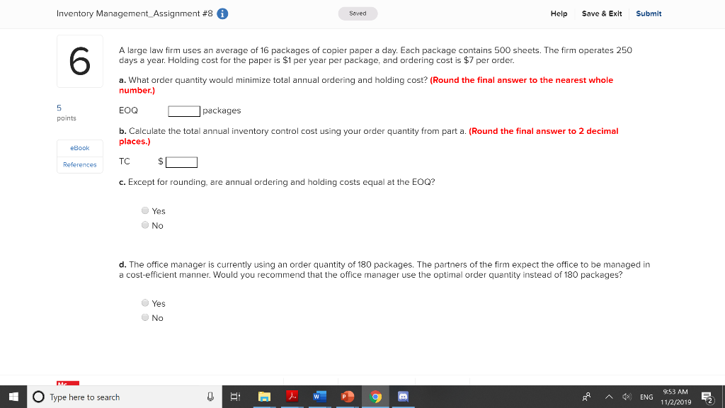 Solved Inventory Management_Assignment #8 0 Soved Help Save | Chegg.com Solved Inventory Management_Assignment #8 0 Soved Help Save | Chegg.com