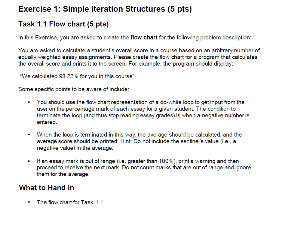 Solved Exercise 1: Simple Iteration Structures (5 pts) Task | Chegg.com