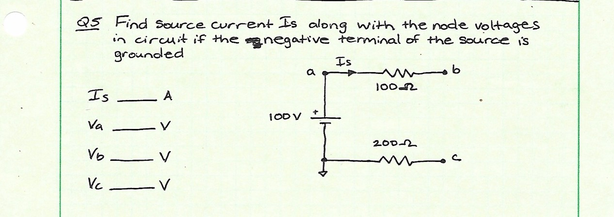 Solved Q5 Find source current Is along with the node | Chegg.com