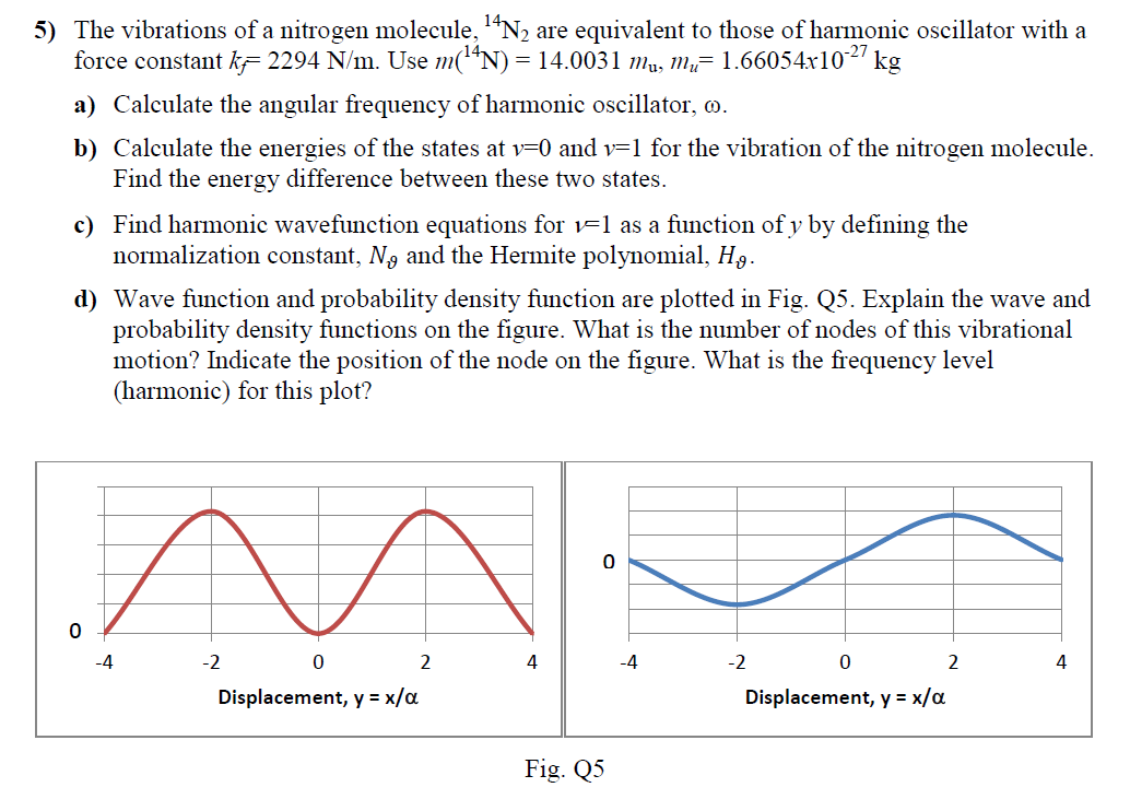 Solved 5) The vibrations of a nitrogen molecule, 14N2 are | Chegg.com