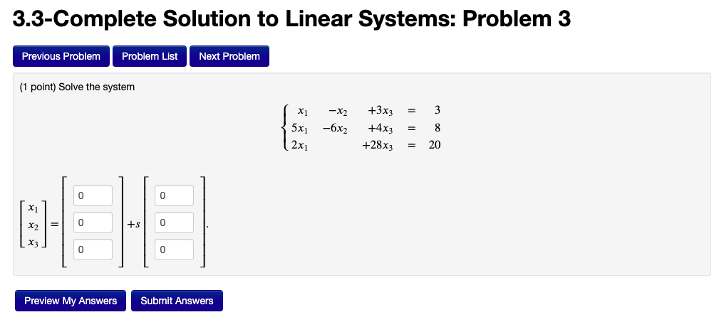 Solved 3.3-Complete Solution to Linear Systems: Problem 3 | Chegg.com