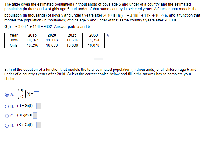 Solved The table gives the estimated population (in | Chegg.com