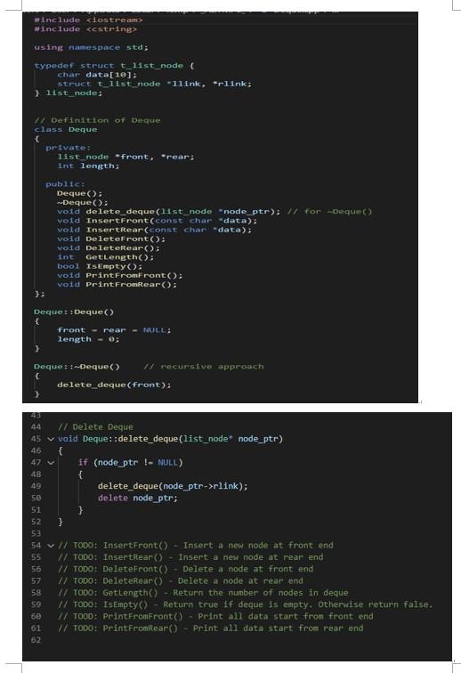 Solved 1 #include "Deque.cpp" 2 Nm 3 4 5 int main() { Deque | Chegg.com