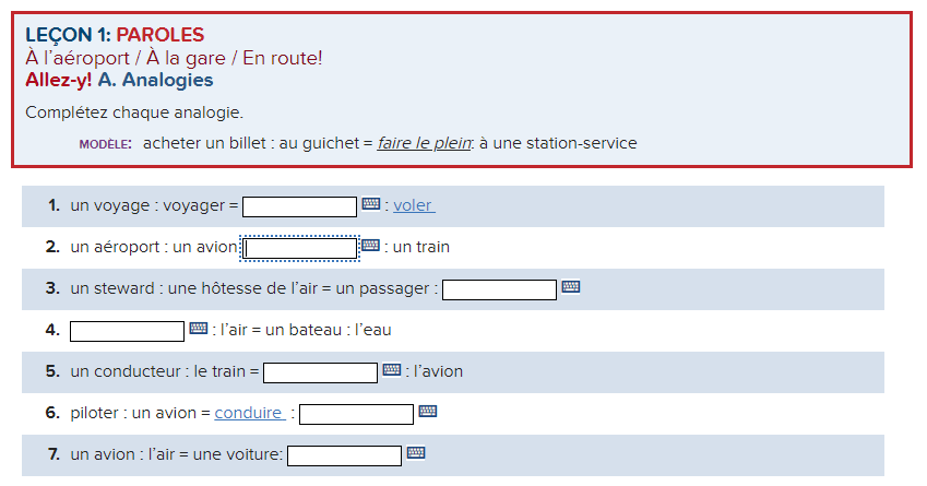 LEÇON 1: PAROLES À l'aéroport / À la gare / En route! | Chegg.com