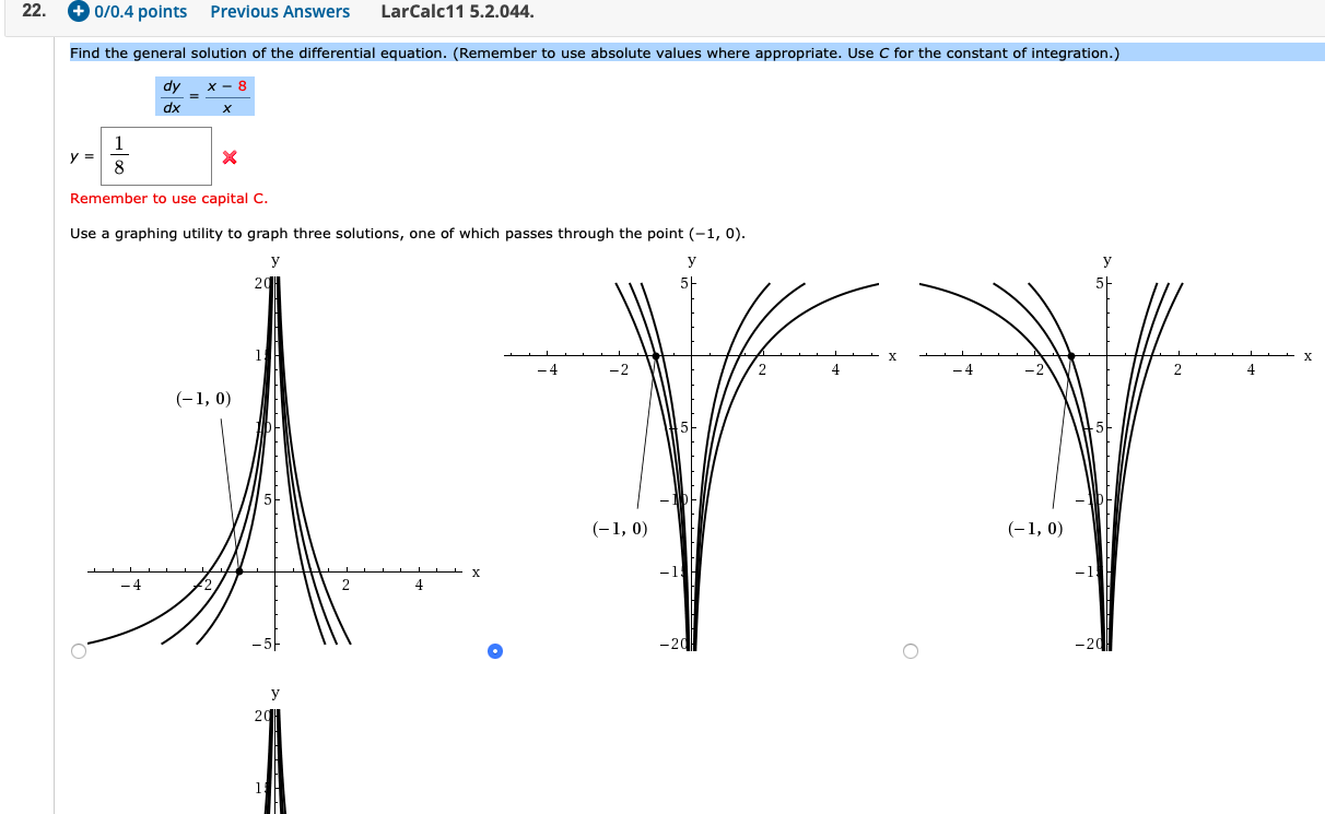 Solved 22. 0/0.4 points Previous Answers LarCalc11 5.2.044. | Chegg.com Solved 22. 0/0.4 points Previous Answers LarCalc11 5.2.044. | Chegg.com