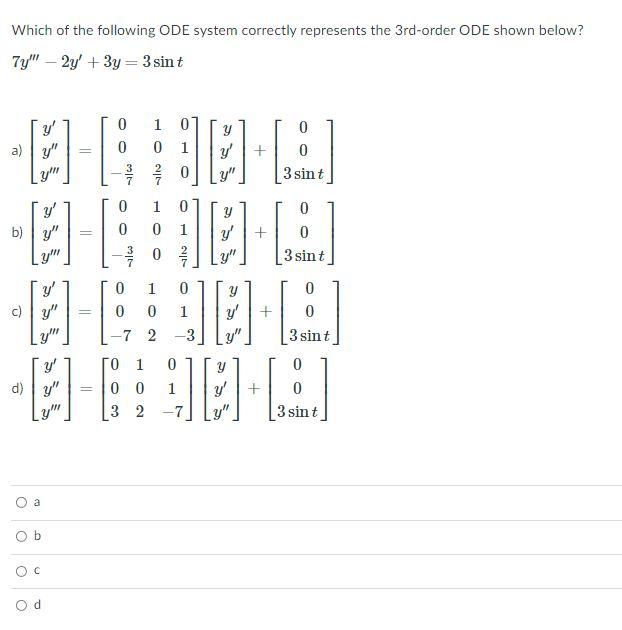 Solved Which Of The Following Ode System Correctly