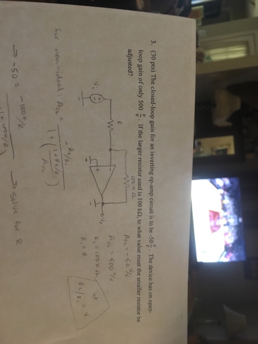 Solved (30 pts) The closed-loop gain for an inverting op-amp | Chegg.com