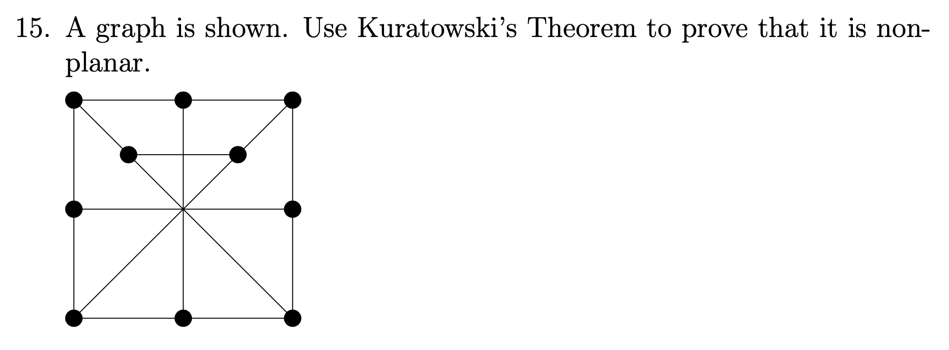 Solved 15. A graph is shown. Use Kuratowski's Theorem to | Chegg.com
