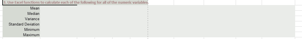 Solved 3. Use Excel functions to calculate each of the | Chegg.com