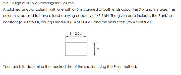 Solved 2.2. Design of a Solid Rectangular Column A solid | Chegg.com
