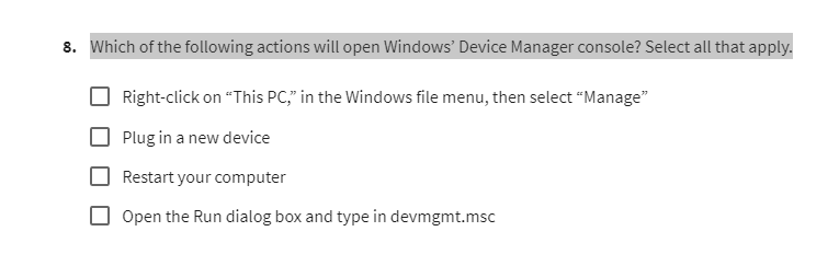Solved 8. Which of the following actions will open Windows' | Chegg.com