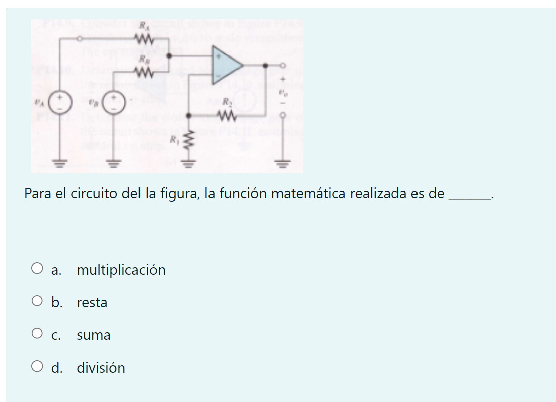 Solved Para el circuito del la figura, la función matemática | Chegg.com