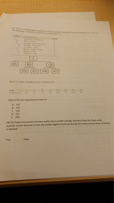 Solved OT. XYZ is a manufactorer that produces bracket | Chegg.com