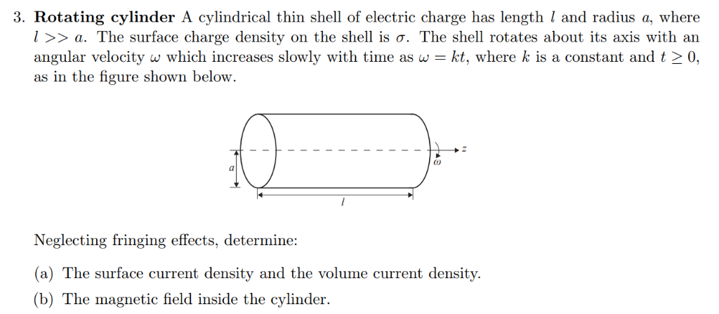 Solved 3. Rotating cylinder A cylindrical thin shell of | Chegg.com