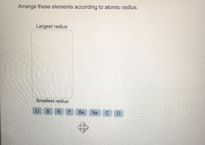 Solved Arrange these elements according to atomic radius. | Chegg.com