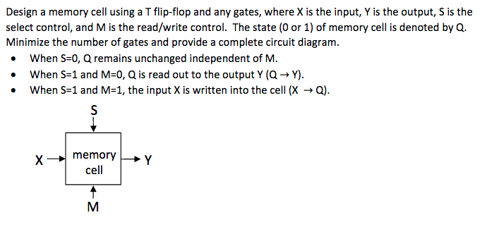 Solved Design a memory cell using a T flip-flop and any | Chegg.com
