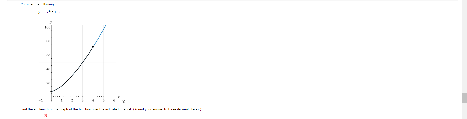 Solved Consider the following. y=8x3/2+8 Find the arc length | Chegg.com
