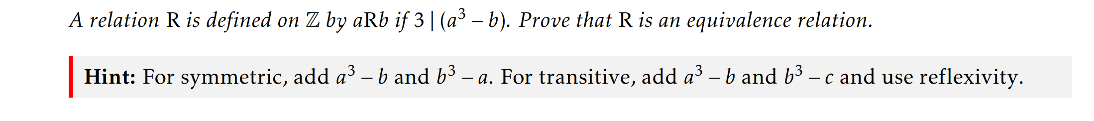 Solved A relation R is defined on Z by aRb if 3 |(a3 – b). | Chegg.com