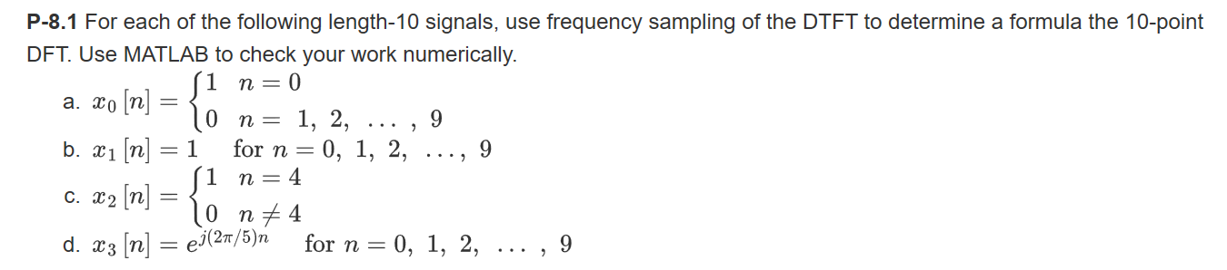 Solved P-8.1 For each of the following length-10 signals, | Chegg.com