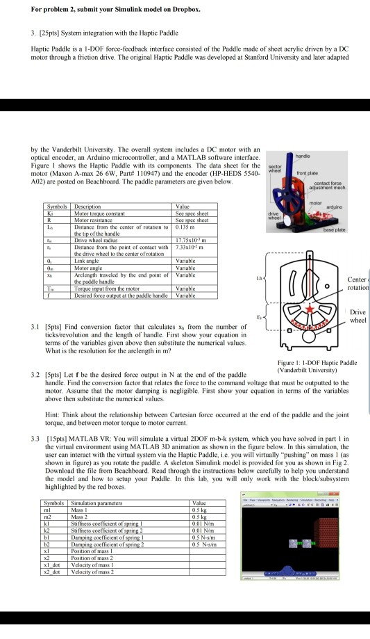 For problem 2, submit your Simulink model on Dropbox. | Chegg.com