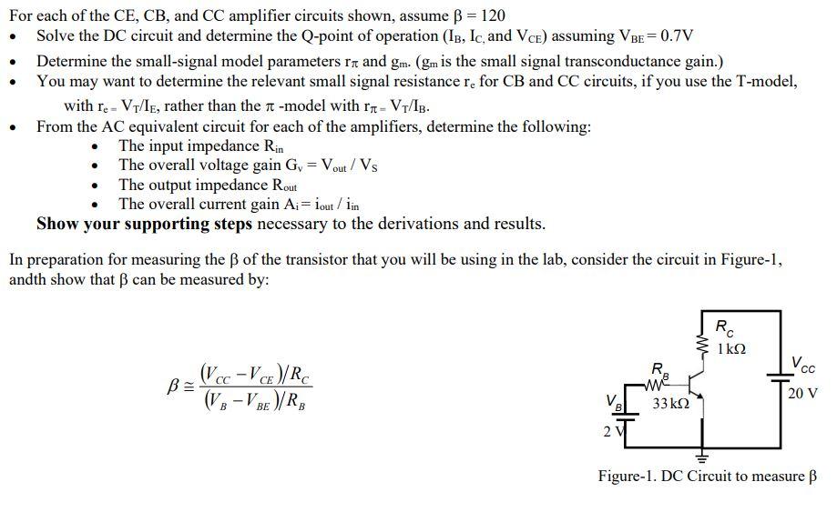 Solved For each of the CE, CB, and CC amplifier circuits | Chegg.com