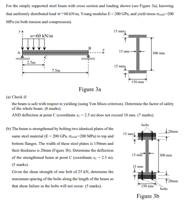 Solved For the simply supported steel beam with cross | Chegg.com