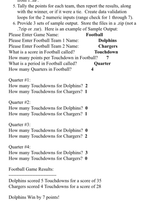 Solved CPS 180 Lab Assignment #6: Team Game Scoring | Chegg.com Solved CPS 180 Lab Assignment #6: Team Game Scoring | Chegg.com