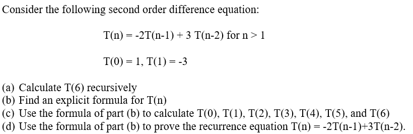 Solved Consider the following second order difference | Chegg.com
