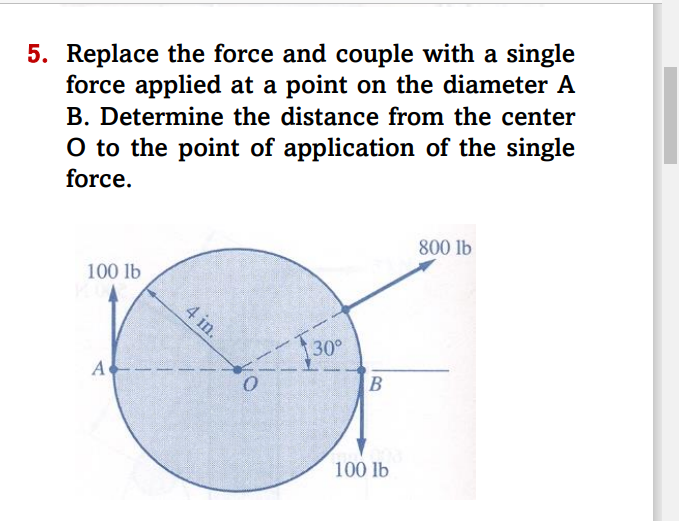 Solved 5. Replace the force and couple with a single force | Chegg.com