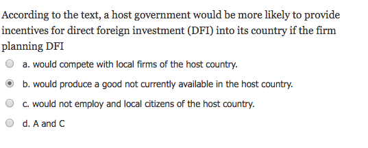 Solved According to the text, a host government would be | Chegg.com