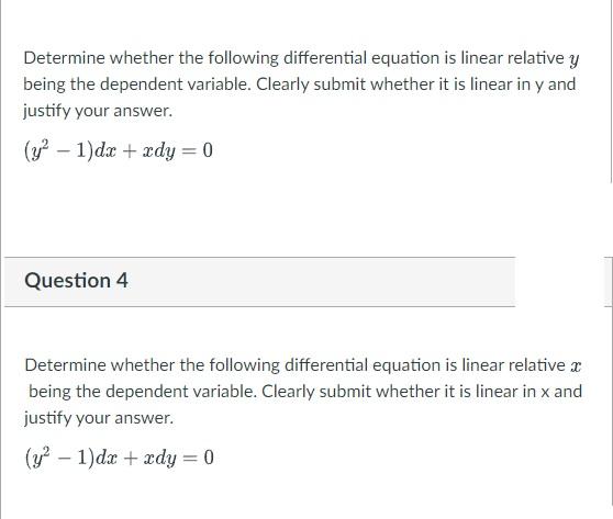 Solved Determine whether the following differential equation | Chegg.com