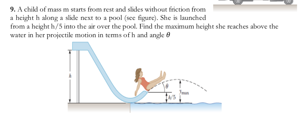 Solved 9. A child of mass m starts from rest and slides | Chegg.com