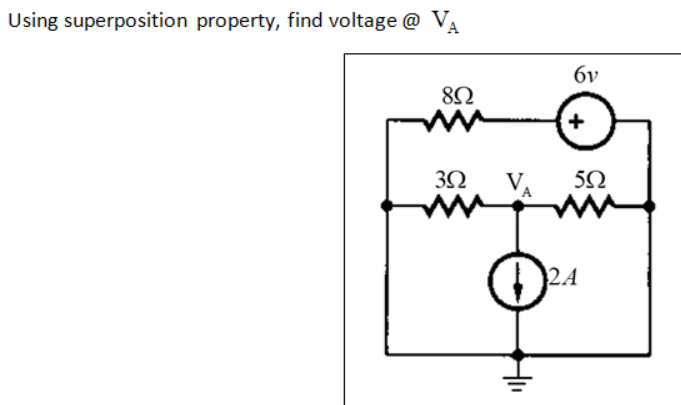 Solved Using superposition property, find voltage @ VA 61 | Chegg.com
