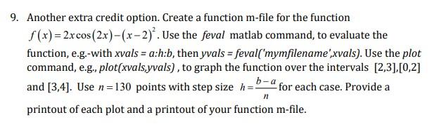 Solved 9. Another extra credit option. Create a function | Chegg.com