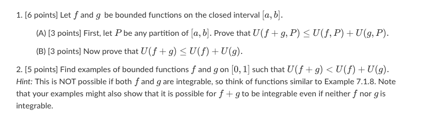 Solved 1. [6 points] Let f and g be bounded functions on the | Chegg.com