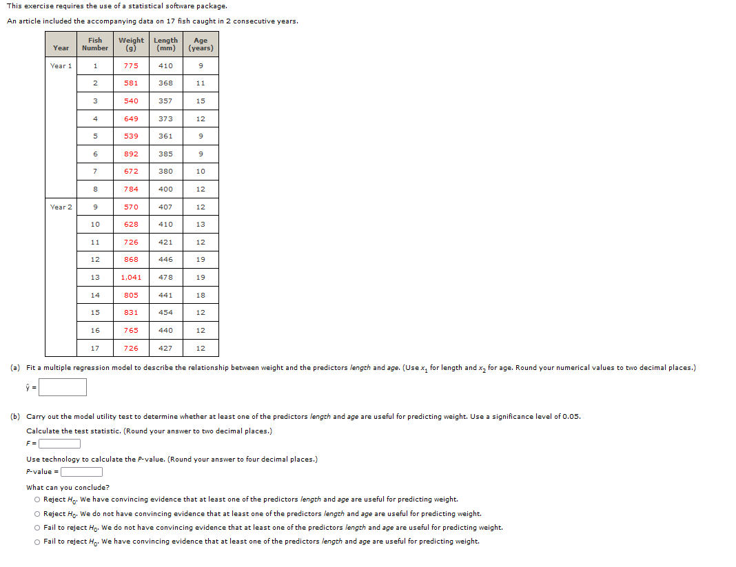 Solved This exercise requires the use of a statistical | Chegg.com